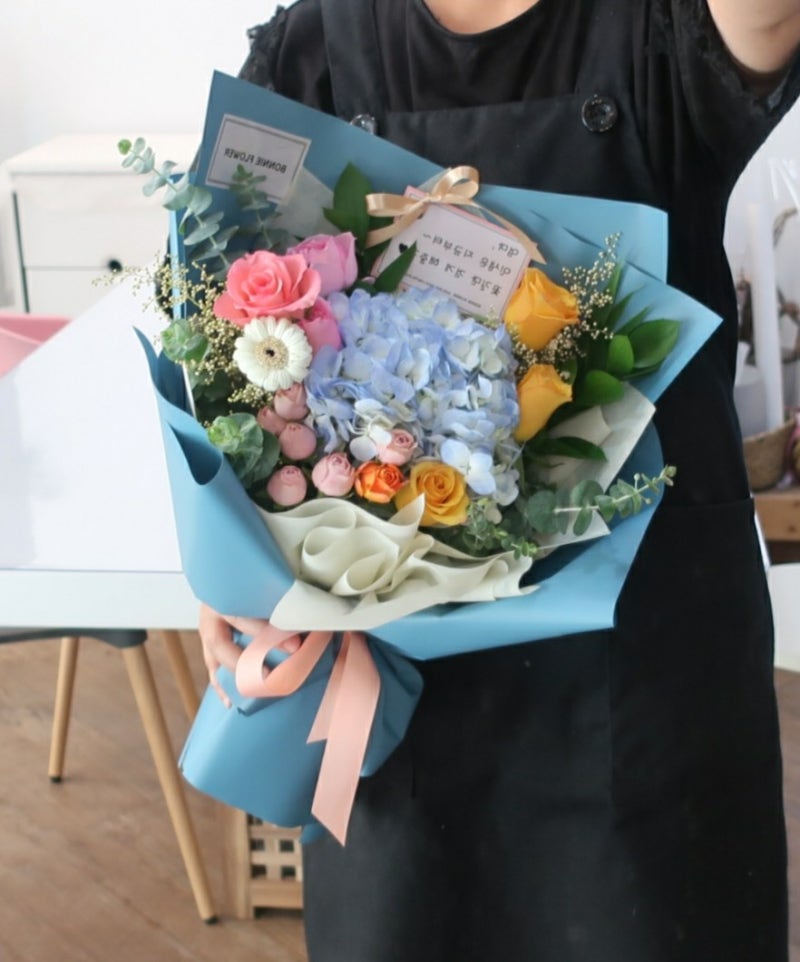 205 수국꽃다발💙 생신꽃다발 축하꽃다발 창원꽃집 마산꽃집 내서꽃집 삼계꽃집 호계꽃집 함안꽃집 중리꽃집 현동꽃집 신마산꽃집
