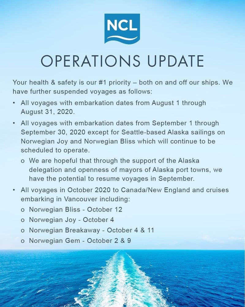 노르웨지안 크루즈 라인 홀딩스(NCLH), 코로나 판데믹 속 운행 정지 일정 연장 결정 : 네이버 블로그