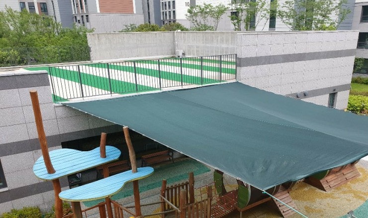 금성천막 명장이편한세상어린이집 실외놀이터에 차광막필림망 설치해드렸어요 네이버 블로그