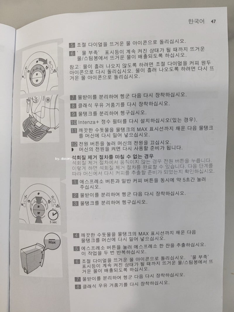 필립스 에스프레소 커피머신 청소 석회질제거방법 커피메이커 사용법 Hd865105 네이버 블로그