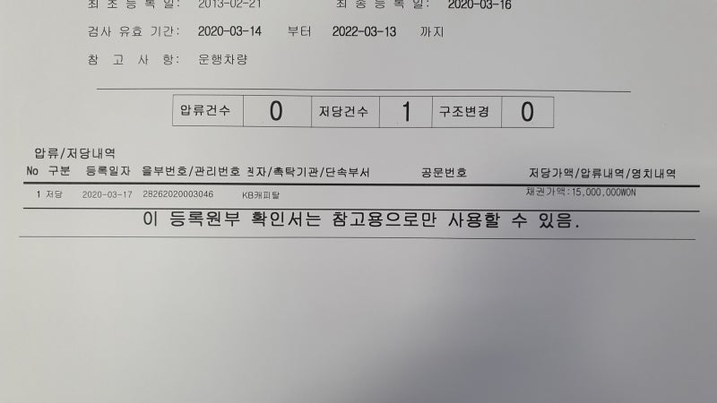 자동차저당해지 중고차 팔때 내차에 남아 있는 저당압류해지를 어떻게 해야 하나요 자동차등록원부조회와 개인저당설정시 해지