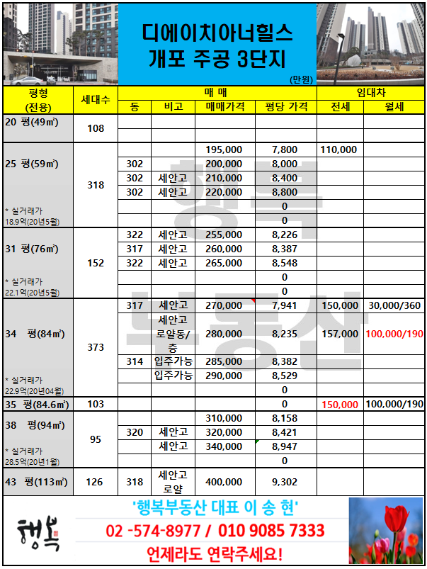 개포행복부동산 개포재건축 디에이치 퍼스티어 아이파크래미안 블레스티지디에이치 아너힐즈프레지던스 자이개포 주공5단지주공6