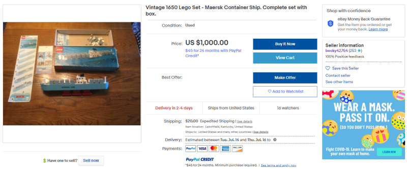 [LEGO] ebay LEGO 1650 Maersk Line - becky42754 ( 레고 1650 가격 ) : 네이버 블로그