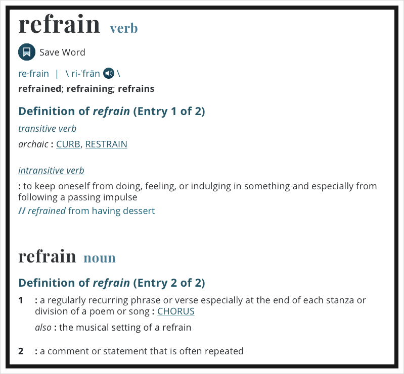 오늘의 단어 refrain : 네이버 블로그