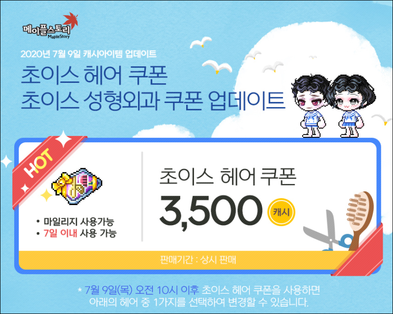 메이플스토리 초이스 성형쿠폰 And 헤어쿠폰 업데이트 200709 업데이트 ~ 네이버 블로그