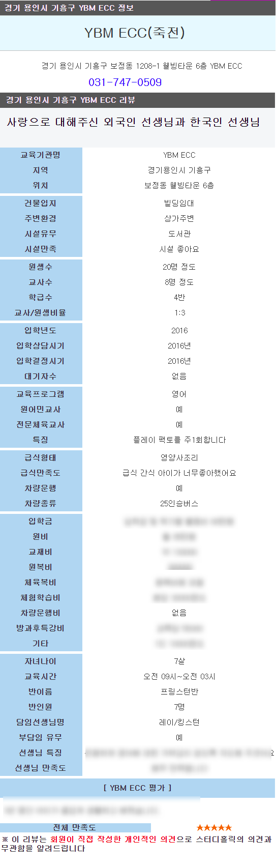 [ 기흥구 보정동 영어유치원 추천 ] 죽전 와이비엠 이씨씨 ( YBM ECC ) - 학원비, 수업방식, 교재 등 : 네이버 블로그