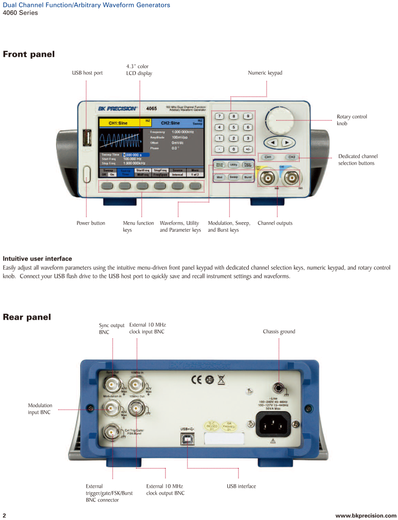 BK Precision 4065 160 MHz Dual Channel Function/Arbitrary Waveform ...