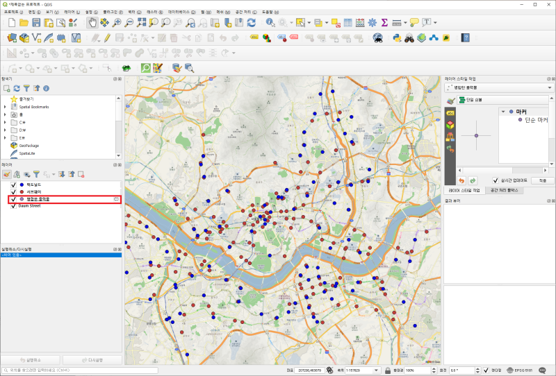 Qgis 기초 사용 방법 속성이 다른 레이어 합치기 네이버 블로그