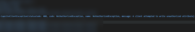 AWS Cognito Exception - A client attempted to write unauthorized attribute - 앱에서 사용자 속성 변경 시 ...