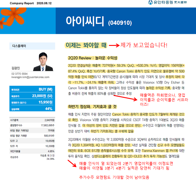 [아이씨디] 실적발표후 리포트 / 반기보고서 리뷰 : 네이버 블로그