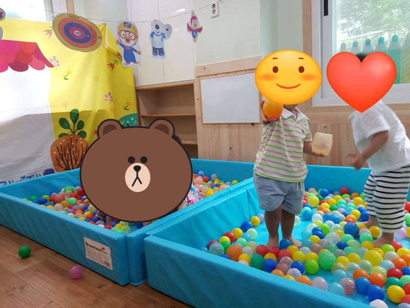 어린이집 행사 프로그램 에어바운스 볼풀놀이 편백나무 놀이 물감놀이 목포국공립휴먼시아어린이집 네이버 블로그