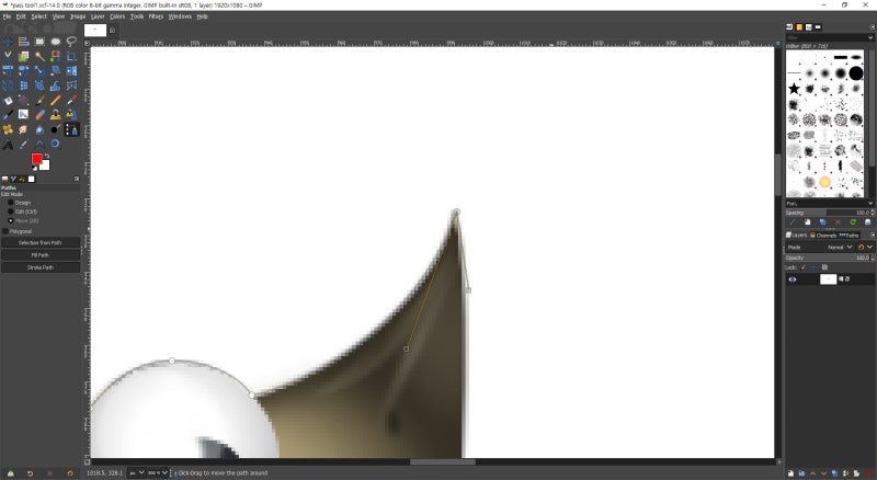 15. 김프(Gimp) Paths Tool(경로 도구) 선택 영역으로 지정 방법 : 네이버 블로그