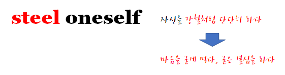 "I saw him steel himself in the mirror"에서 steel himself의 뜻은? : 네이버 블로그
