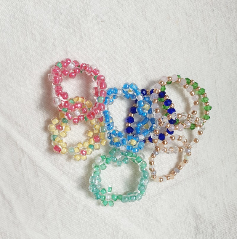 [DIY] 비즈 꽃반지 크리스탈반지 만들기 : 네이버 블로그