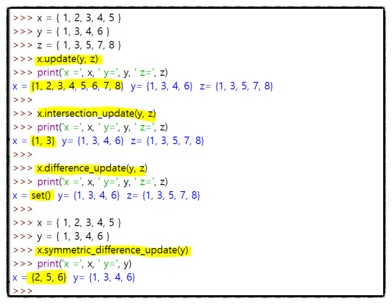 파이썬 집합형(set) 데이터 연산자(operator) 및 메소드(method) : 네이버 블로그
