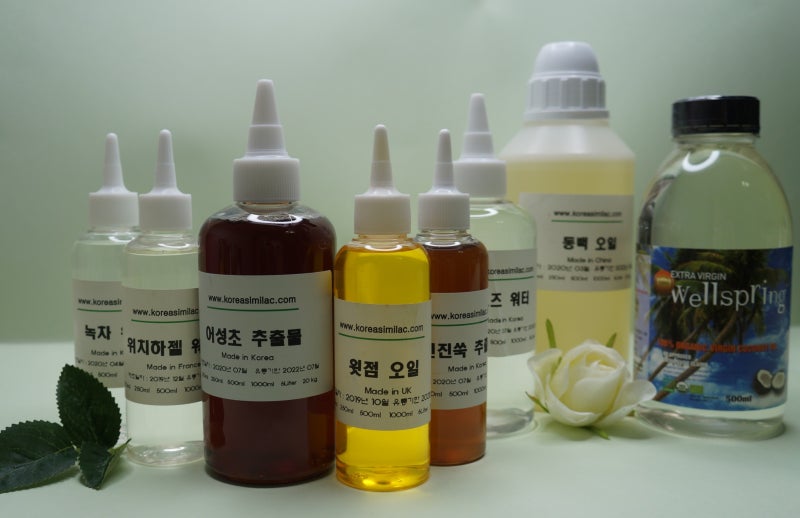 천연화장품 재료 코리아씨밀락 천연 오일 추출물 워터 후기 위치하젤 윗점 코코넛 동백 오일 어성초 녹차 로즈