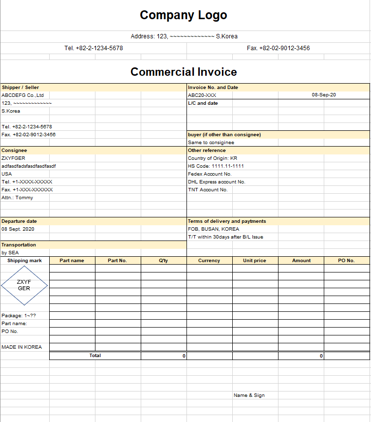 Invoice 양식 및 작성 방법 : 네이버 블로그