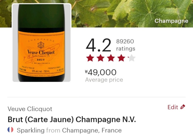 뵈브 클리코 옐로우 라벨 브뤼 샴페인 NV (Vueve Clicquot Yellow Label Brut Champagne ...