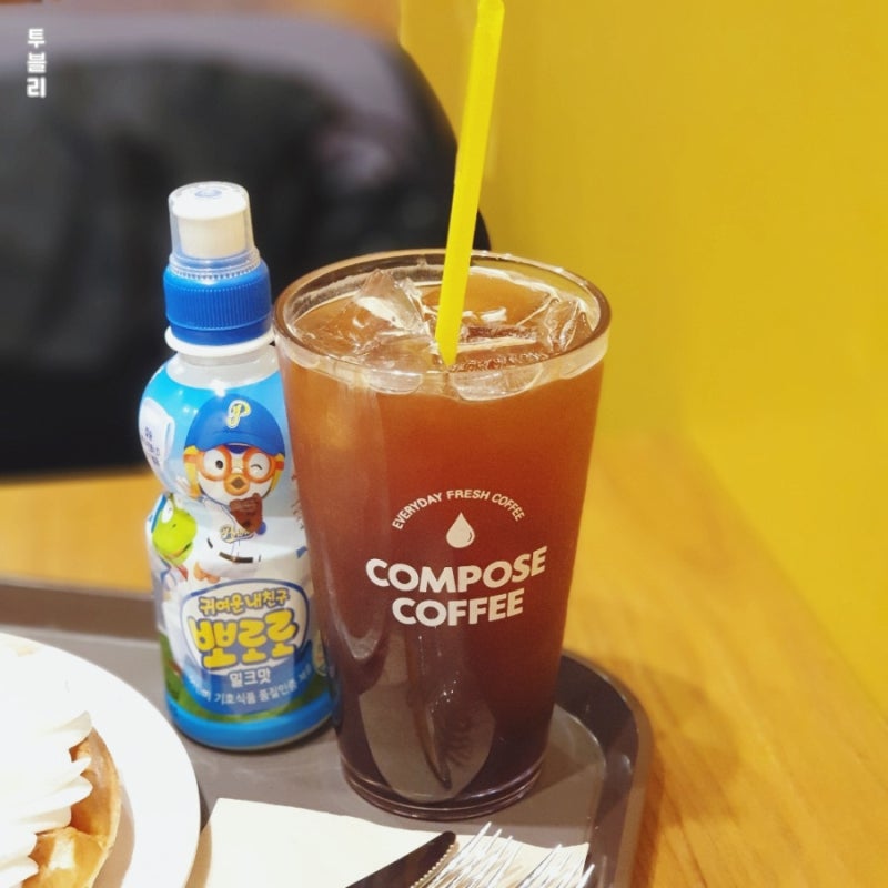 컴포즈커피 메뉴 추천 사과생크림와플 And 아이스아메리카노 가격 네이버 블로그