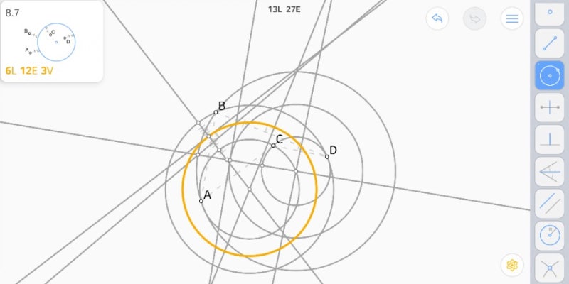 Euclidea(유클리디아) Theta(세타) 8-7 6L 12E 3V 풀이 (등거리원 문제) : 네이버 블로그