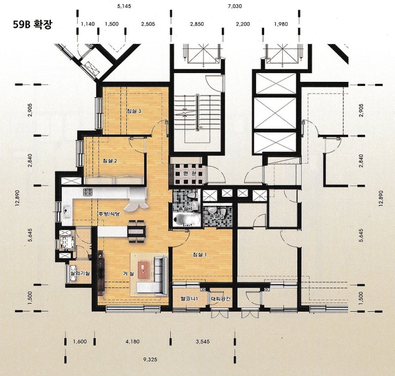 힐스테이트 클래시안 59A, 59B 평면도 : 네이버 블로그