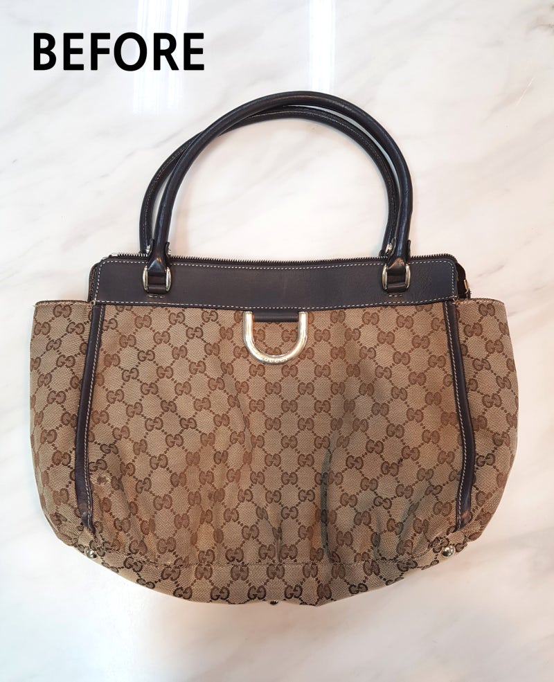 잠실 명품수선 전문점 엠픽스 Gucci 구찌 자가드 토트백을 크로스백으로 리폼 크로스가방 제작 복원 명품가방 리폼 전문