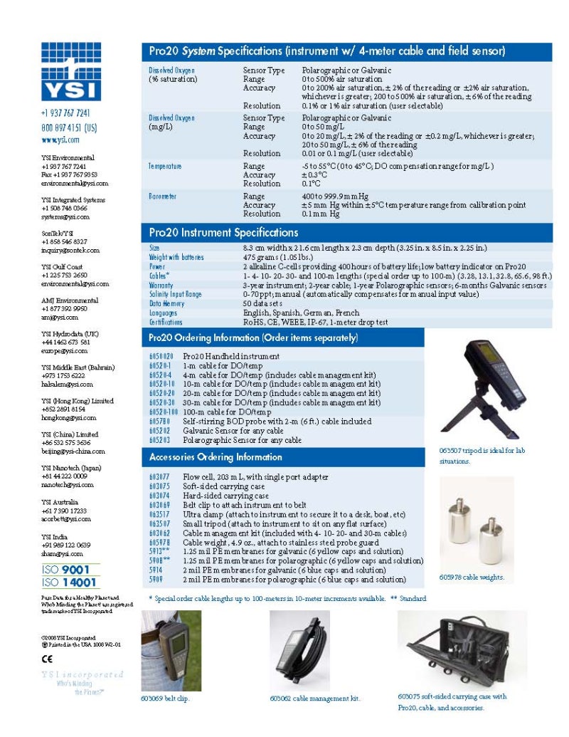YSI Pro20 용존산소측정기 : 네이버 블로그