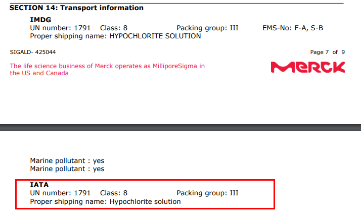 락스 항공, 해상 운송 (UN1791 Hypochlorite solution) : 네이버 블로그