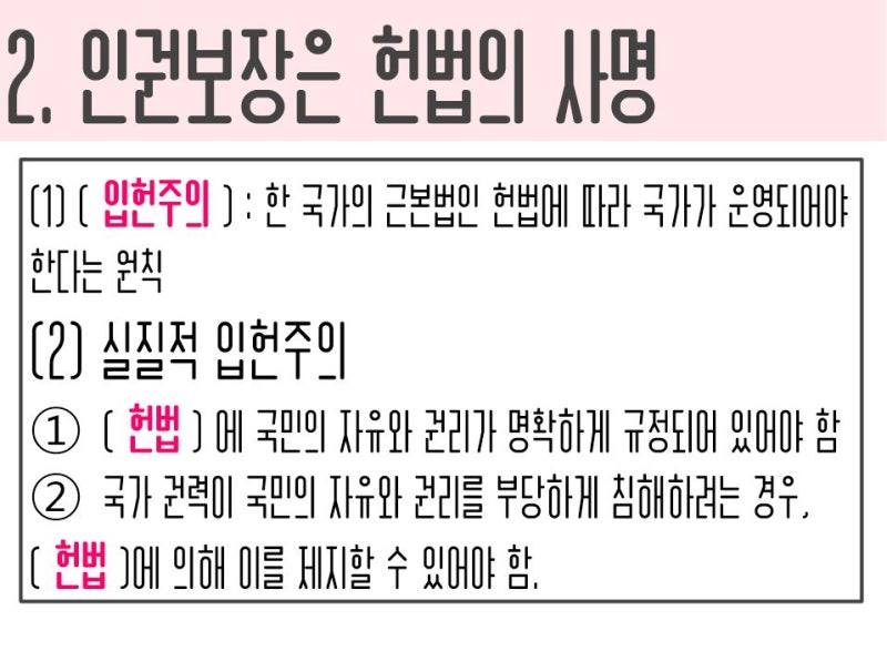 2019년 중학교 3학년 사회 수업 디자인 사회학습지 사회ppt 07 헌법과 인권보장 네이버 블로그