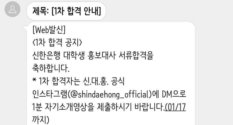 신한은행 대학생 홍보대사신대홍서류 합격1차 합격합격 후기 네이버 블로그