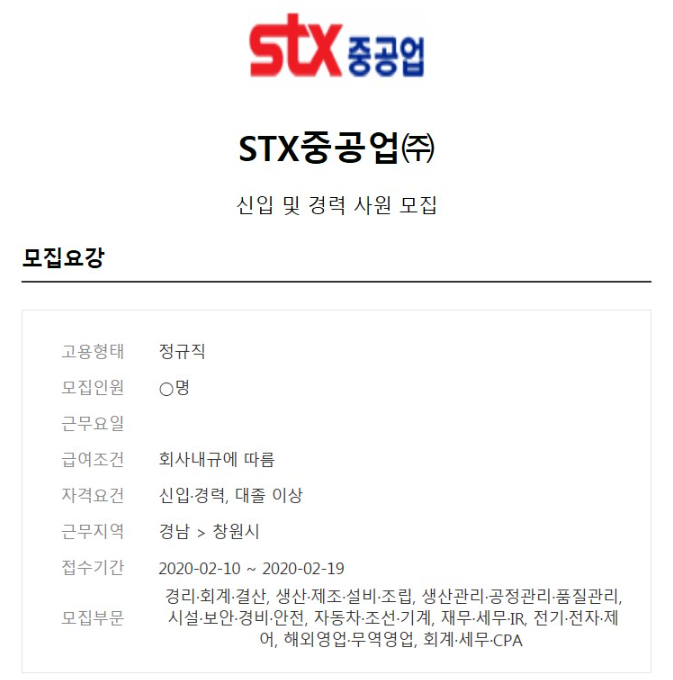 [STX중공업 채용] 2020 STX중공업 채용ㅣ채용 정보 공유! (~02/19) : 네이버 블로그