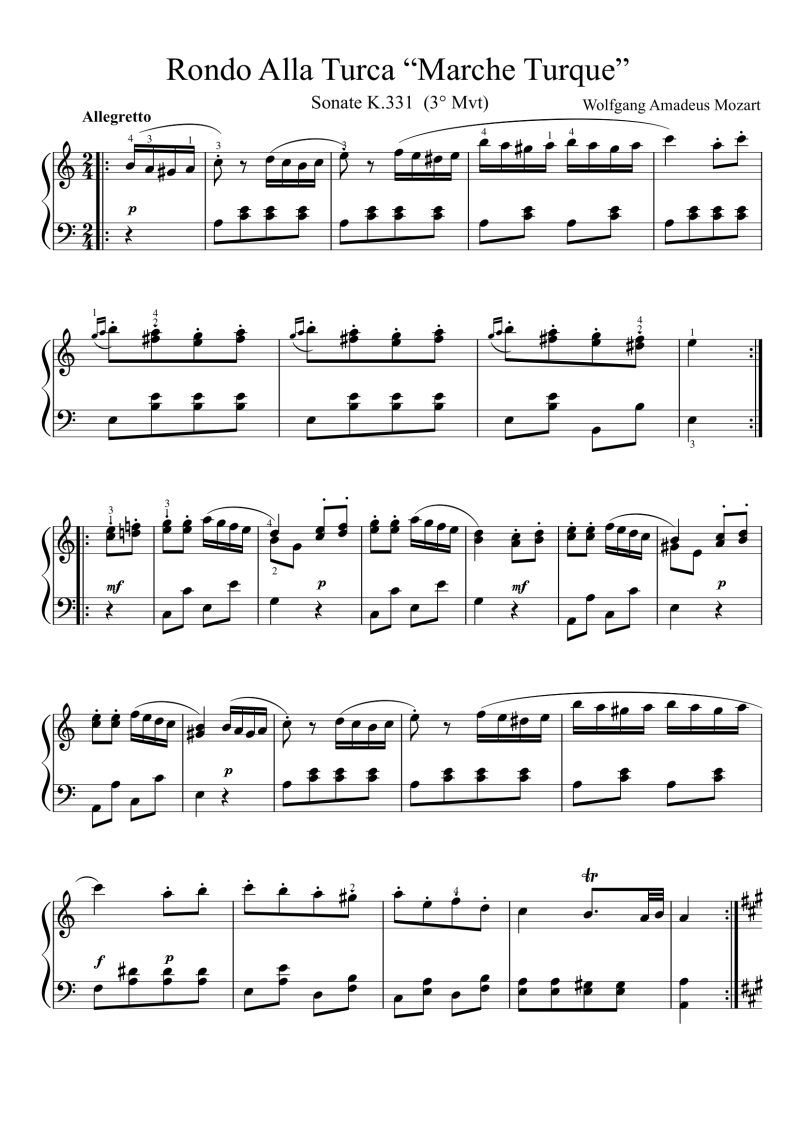 모차르트 - 터키 행진곡 (Wolfgang Amadeus Mozart - Rondo alla Turca, Turkish ...