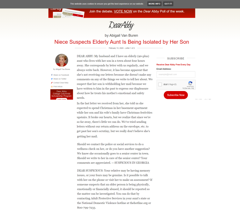 58. 영어 조언 컬럼(영어리딩 공부에 좋은 사이트) : Dear Abby : 네이버 블로그