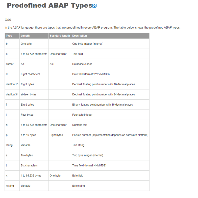 [SAP ABAP] Predefined Type : 네이버 블로그