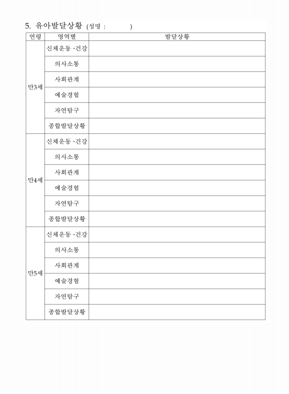 유치원 생활기록부 기재요령 생기부 기본 틀 활동발달상황 예시문 파일 첨부 네이버 블로그