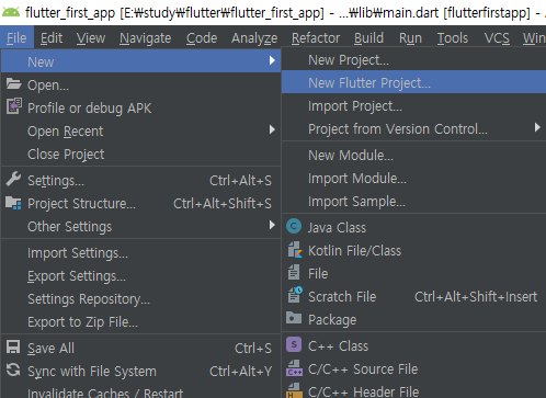 플러터(Flutter) - Android Studio에서 Flutter 프로젝트 만들기 : 네이버 블로그