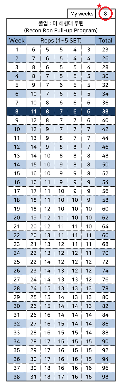 [풀업] 미 해병대 루틴 (Recon Ron Pull-up Program) : 네이버 블로그