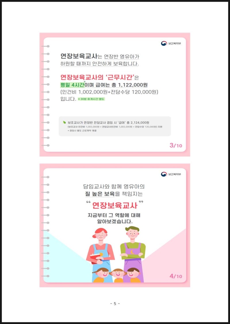 연장보육 전담교사의 역할 및 복지부 연장반 보육일지 양식 네이버 블로그
