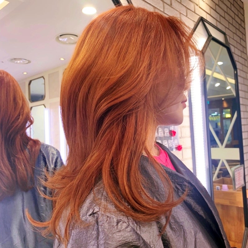 코랄오렌지 염색 여자 긴머리 검정염색 빼기 네이버 블로그