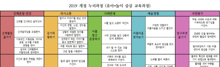 유아놀이 중심 교육과정 2019 개정 누리과정 정리