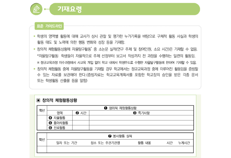 2020학년도 생활기록부생기부·학생부 창의적 체험 활동 기재 주요 쟁점 네이버 블로그