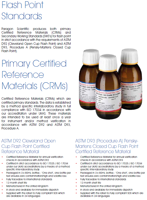 Paragon Scientific Certified Reference Materials (CRMs) and Standards ...