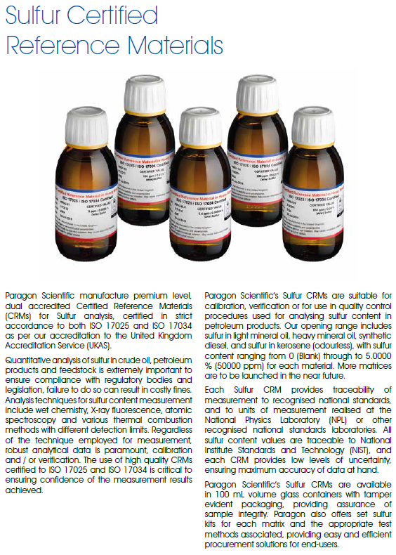Paragon Scientific Certified Reference Materials (CRMs) and Standards ...