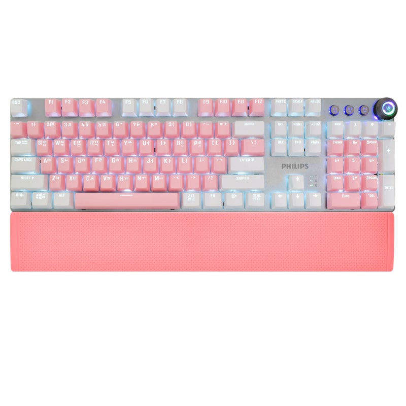 필립스 LED 투톤 게이밍 기계식 유선키보드 청축, SPK8614, G614 화이트 핑크 : 네이버 블로그