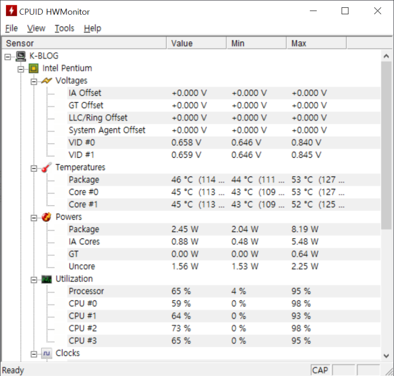 CPU 온도측정 프로그램 - CPUID HWMonitor 다운로드 및 보는 방법 : 네이버 블로그