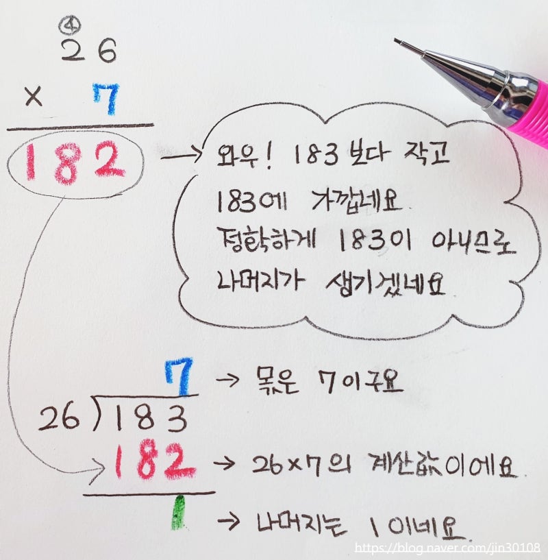 4학년 나눗셈 세 자리수 ÷ 두 자리수 네이버 블로그