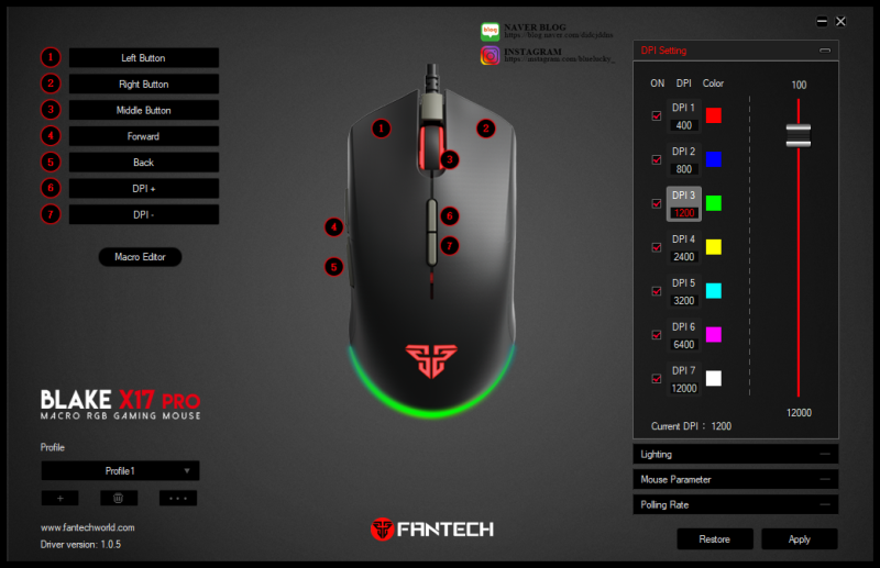 FANTECH BLAKE X17 PRO : 게이밍 마우스 RGB LED 감성 더하기 : 네이버 블로그