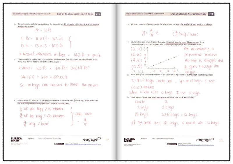 Eureka Math Engage NY 7th Grade Exit Ticket, End-of-Module Test (미국 7학년 ...