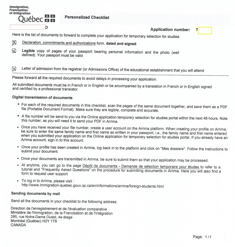 Quebec CAQ & Arrima (아히마) – (2) 온라인 유학 서류 업로드 절차 및 방법. PDF 로만 제출 가능 ...