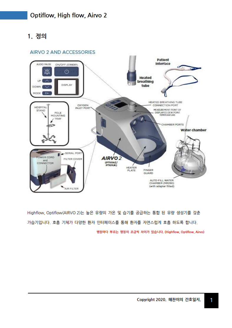 Airvo, Optiflow, Highflow, Airvo 2 PDF : 네이버 블로그